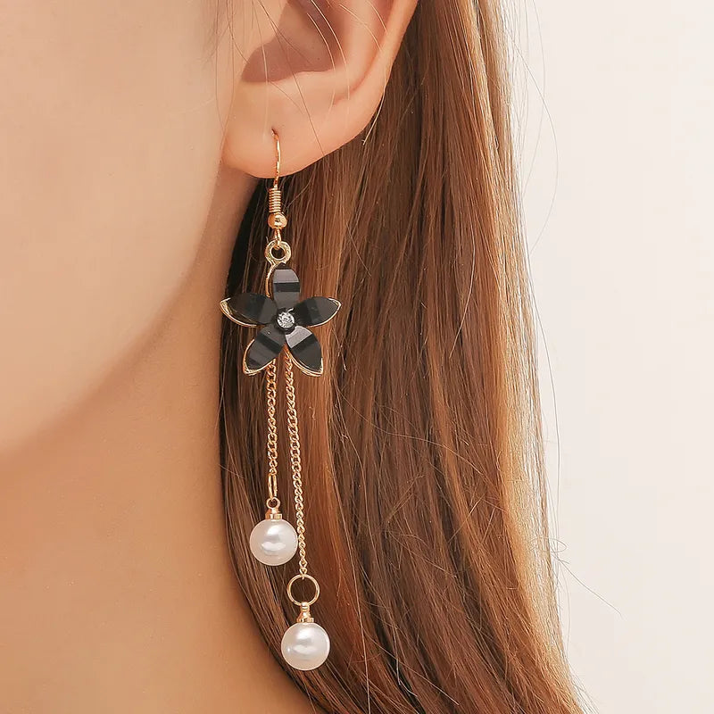 Premium - Ethnic Flower Dangler Earrings - Black – Zuzu's Trove